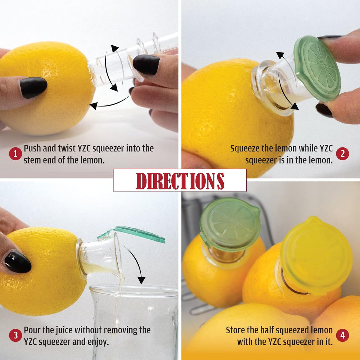 YZC Lemon Squeezer – 2-Pack Lemon-Juicer – BPA-Free Plastic Lime Juice ...